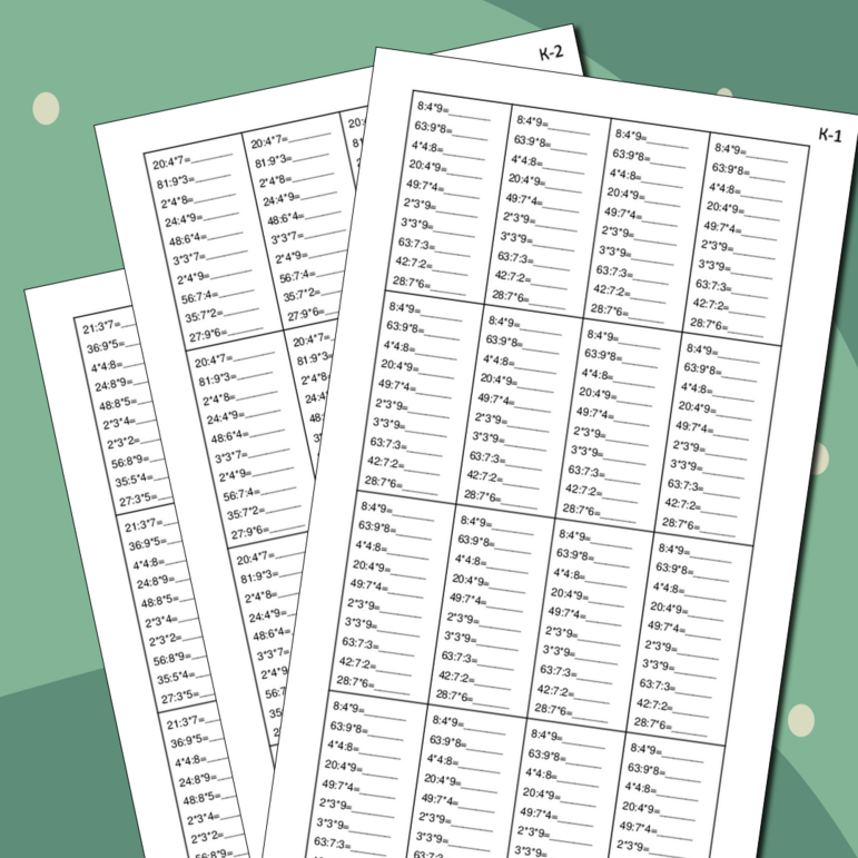 Карточки "Табличное умножение и деление: примеры в два действия ...