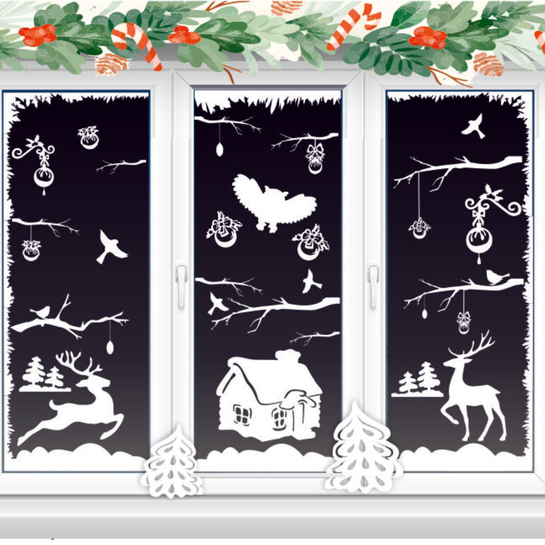 «Новогодние украшения на окно трафареты для вырезания из бумаги ...