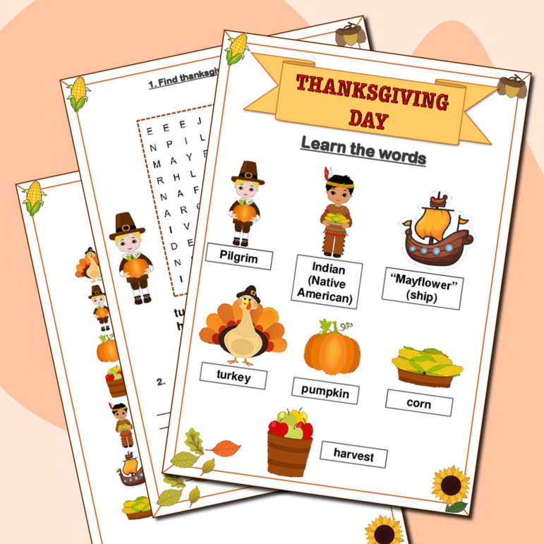 Рабочий лист. Thanksgiving Day. Mini Workbook. День благодарения.