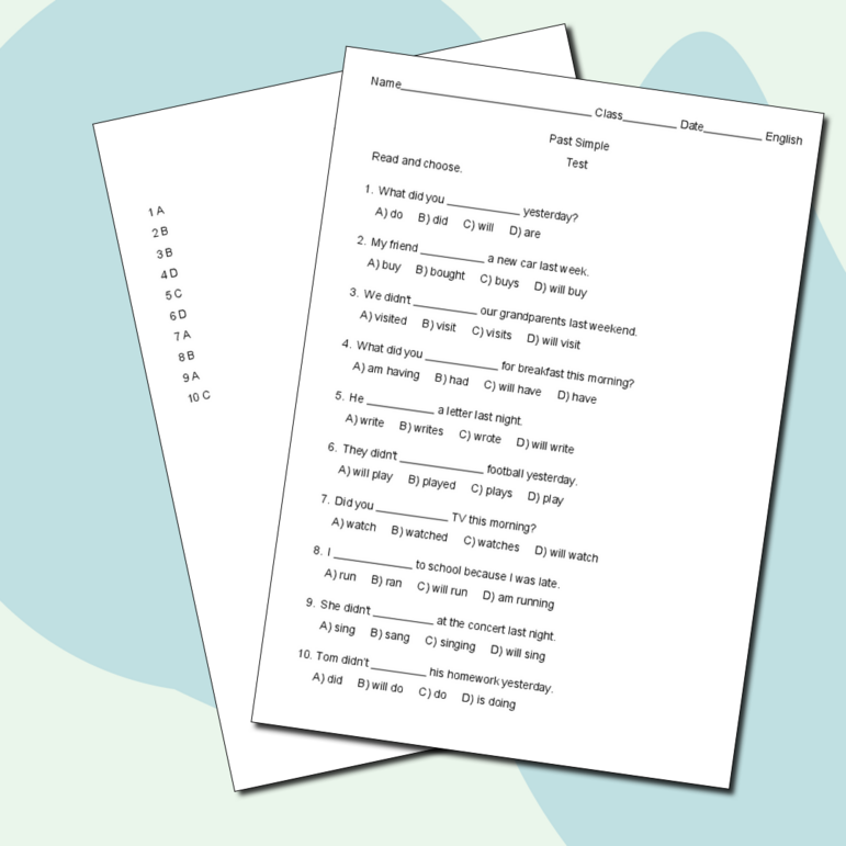 Past Simple Tense Test