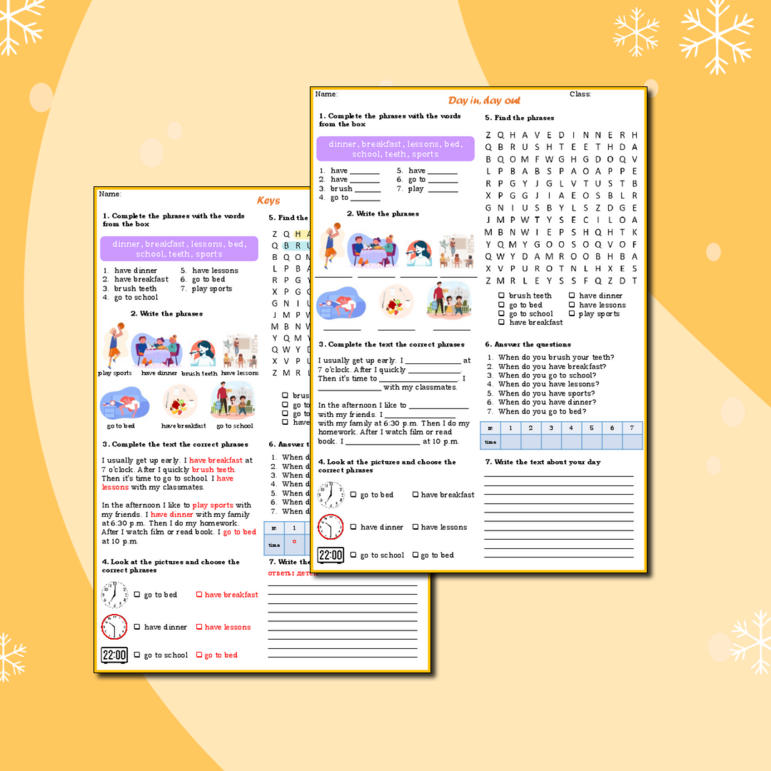 Рабочий лист по английскому языку "Day in, Day out" (Spotlight 6 ...