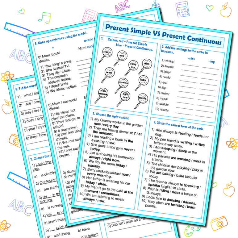 Present continuous таблица для детей 3 класса | Obrezka.com