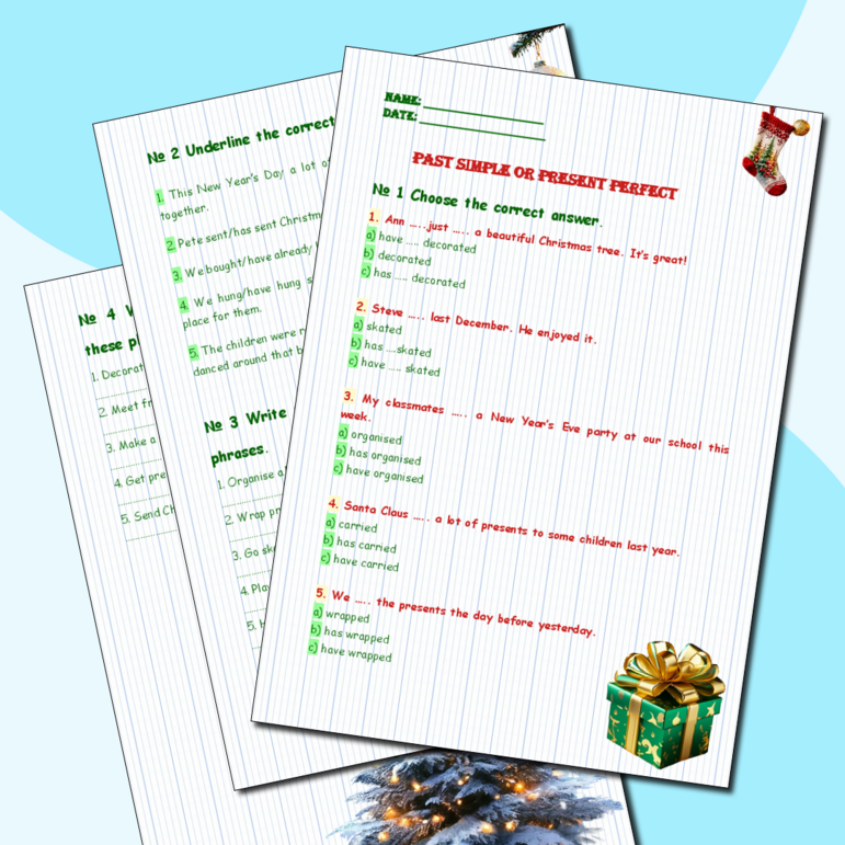 Рабочий лист для отработки Past Simple or Present Perfect "Christmas ...
