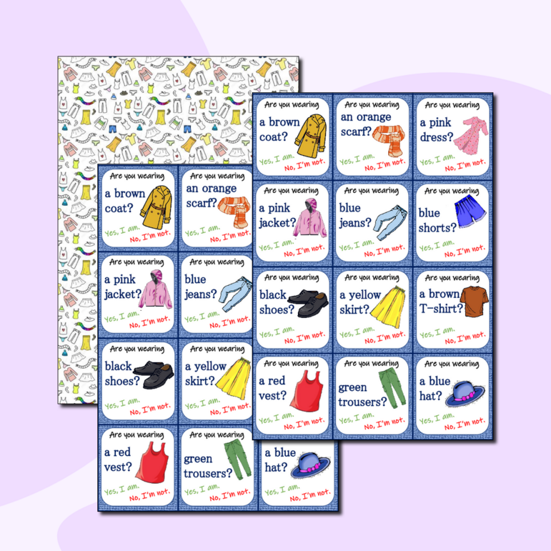 Карточки для игры в Go Fish! по теме "Clothes". Spotlight 2 Module 5.