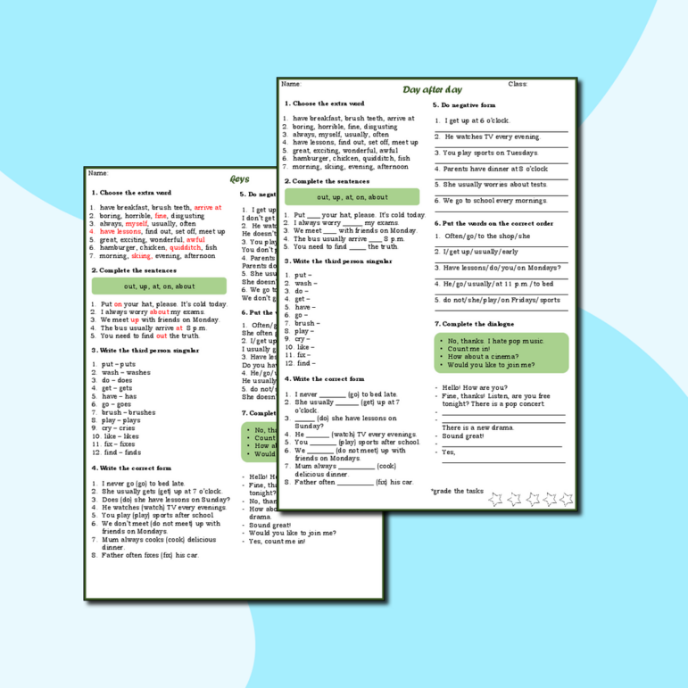 Рабочий лист Spotlight 6 Day after day (module 4 progress check)