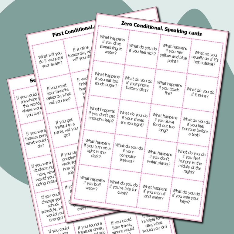 Speaking cards. Zero, First, Second, Third Conditionals (Разговорные ...