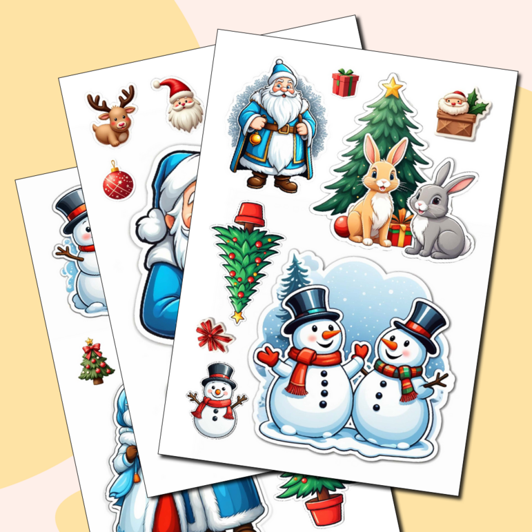 Оригинальные новогодние стикеры для украшения.