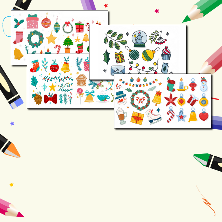 Декоративные новогодние элементы для оформления. Новый год.