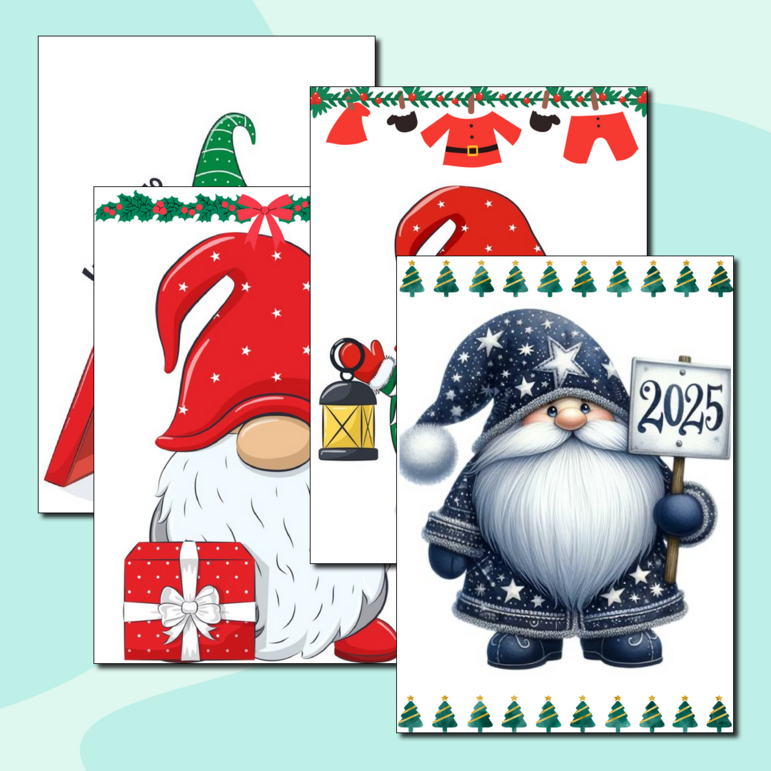 Новогодние гномы. Постеры "Гномы". Плакаты на Новый год.
