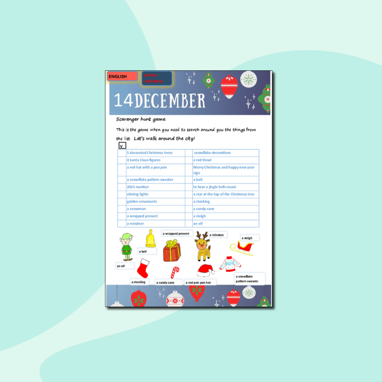 Advent Calendar Winter Christmas Activity _14th of December