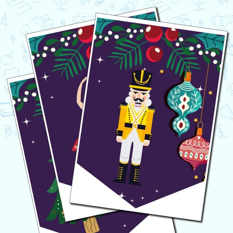 Новогодние флажки для оформления «Щелкунчик»