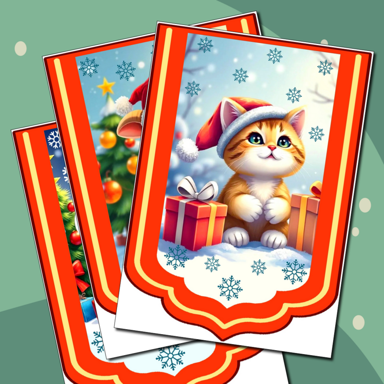 Набор новогодних флажков «Счастливые зверюшки».