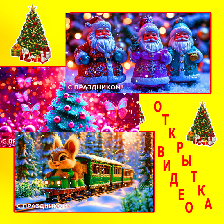 Видео Поздравление с Новым Годом 2025 Красивые открытки