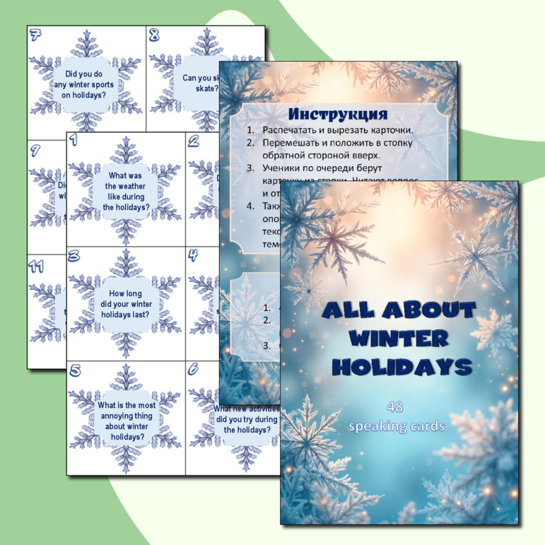 All about winter holidays. Speaking cards.