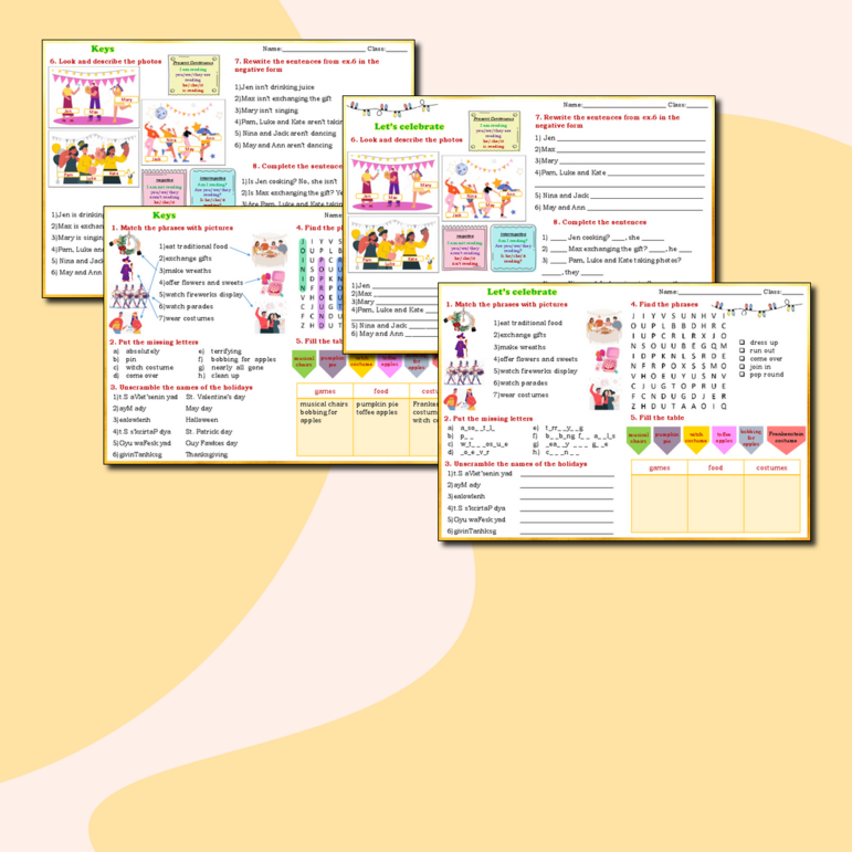 Рабочий лист Spotlight 6 Module 5 Unit 5b Let's celebrate