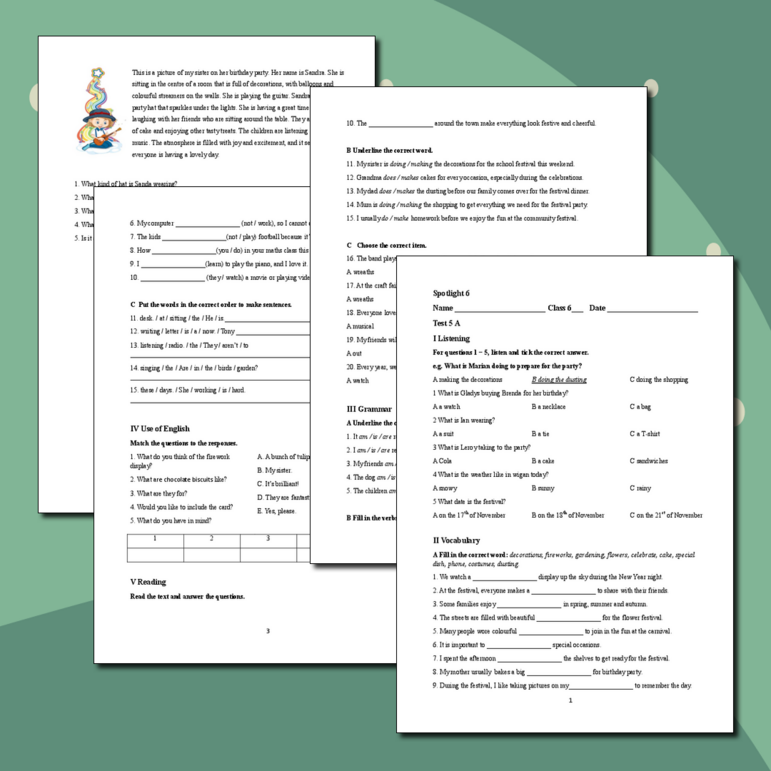 Контрольная работа по английскому языку для 6 класса по модулю 5 (Spotlight -6, module 5)