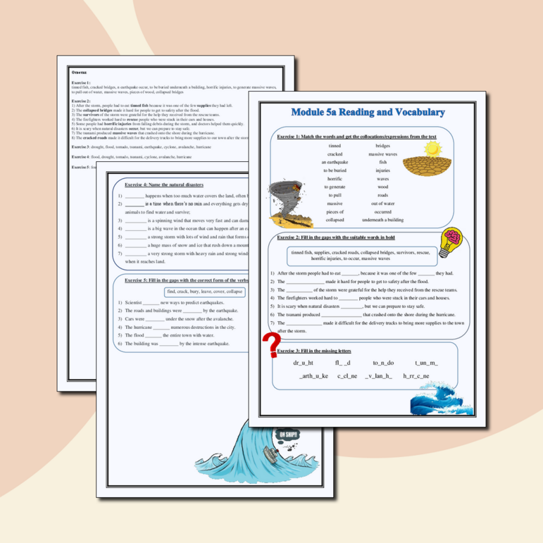 Рабочий лист к модулю Module 5a, УМК Spotlight 8 класс