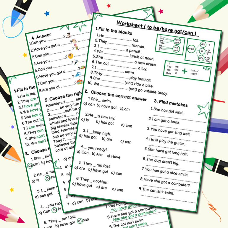 Проверочная работа на тему "to be, have/has got, can/can't"