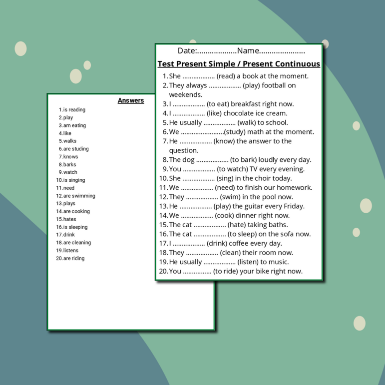 Тест "Present Simple / Present Continuous"