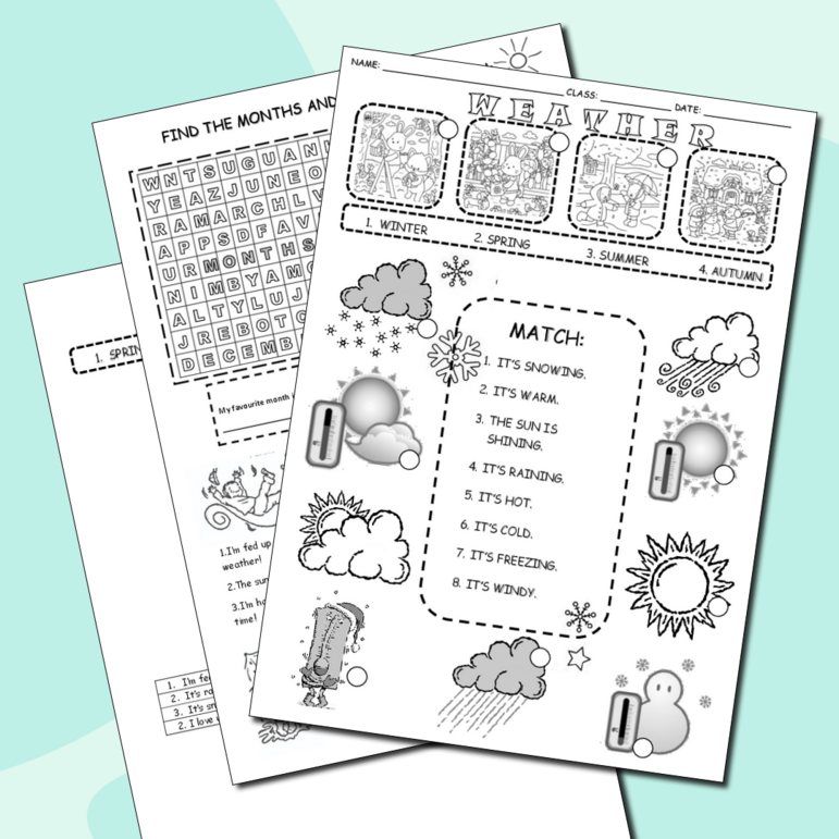 Рабочий лист к учебнику Spotlight 5 (Module 7a). Year after year. Weather. Seasons, months