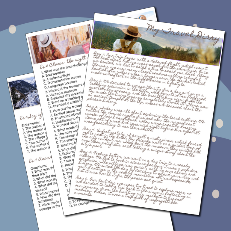 "My Travel Diary" - интерактивный рабочий лист по теме «Путешествия» (Spotlight 10, Module 5A)