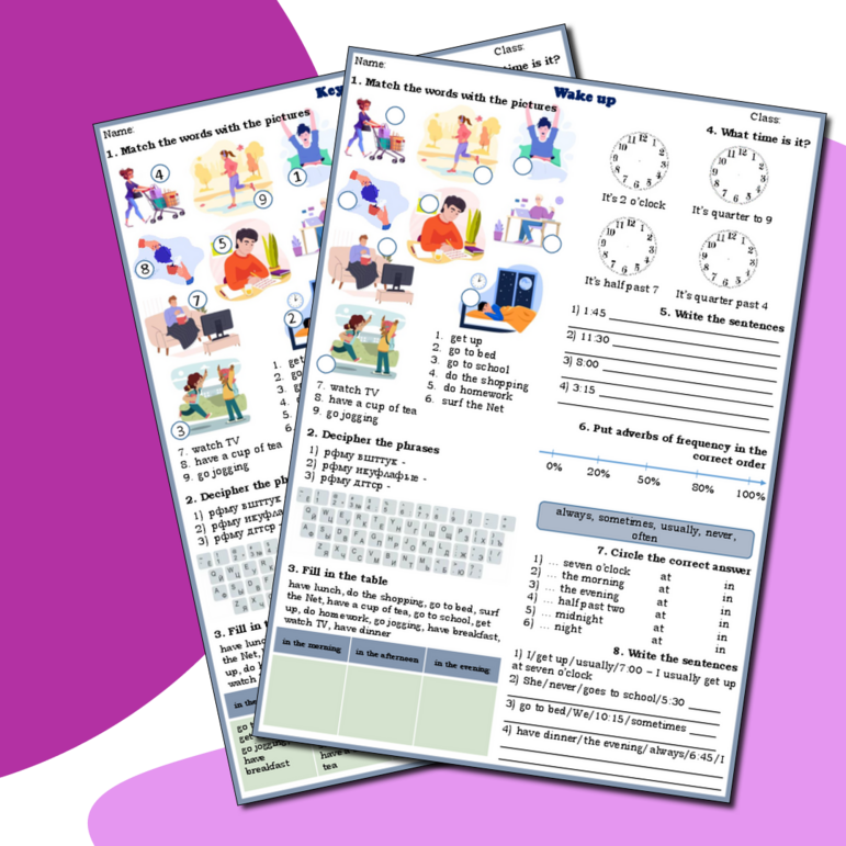 Рабочий лист Spotlight 5 Module 6a Wake up