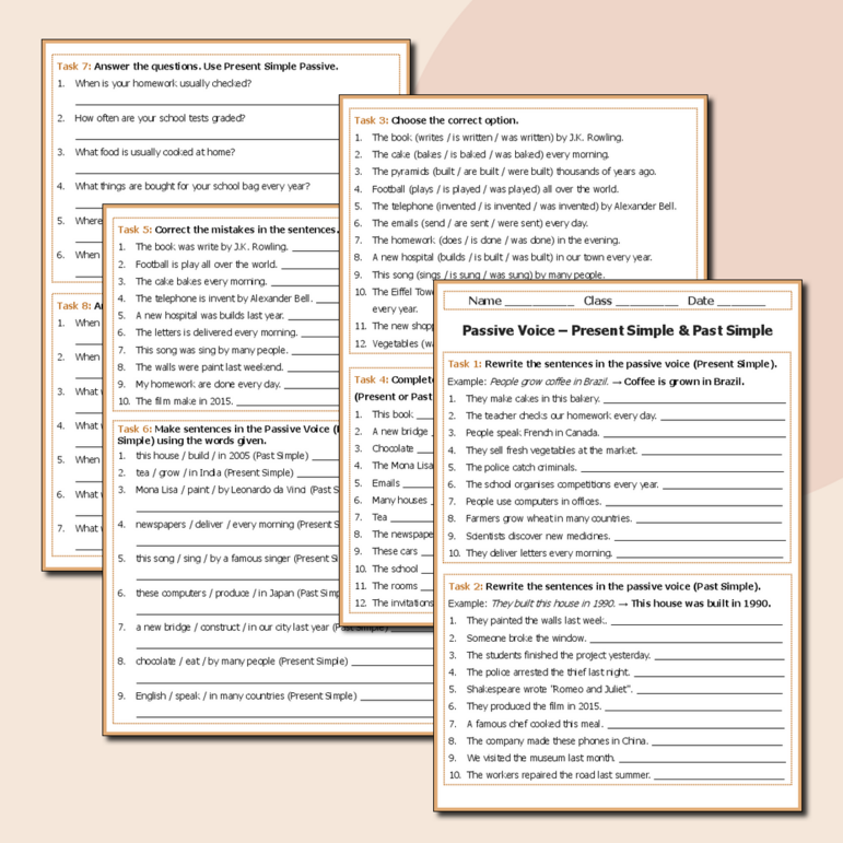 Рабочий лист «Пассивный залог. Passive Voice. Present Simple Passive ...