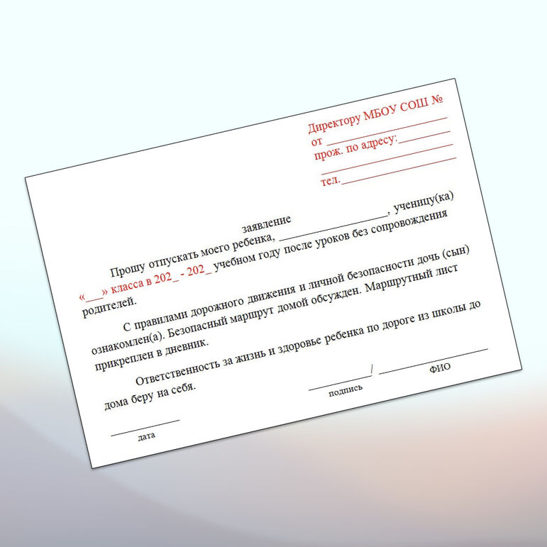 Заявление Заявление в лагерь при школьный