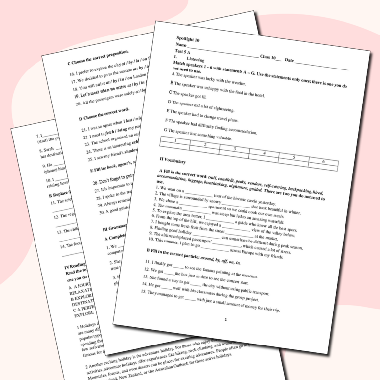 Контрольная работа по английскому языку для 10 класса по модулю 5 (Spotlight -10, module 5)
