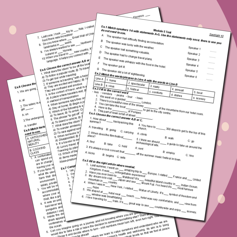 "Spotlight 10 Module 5 Test" - тест по модулю 5 учебника Spotlight 10
