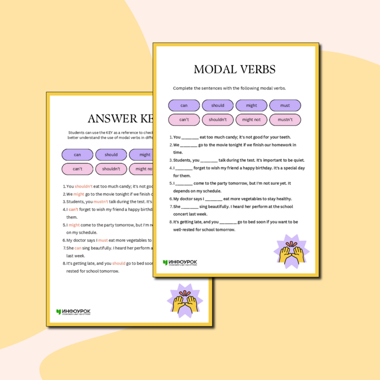 Рабочий лист по английскому языку «Modal Verbs: Should, Can, Might, Must»
