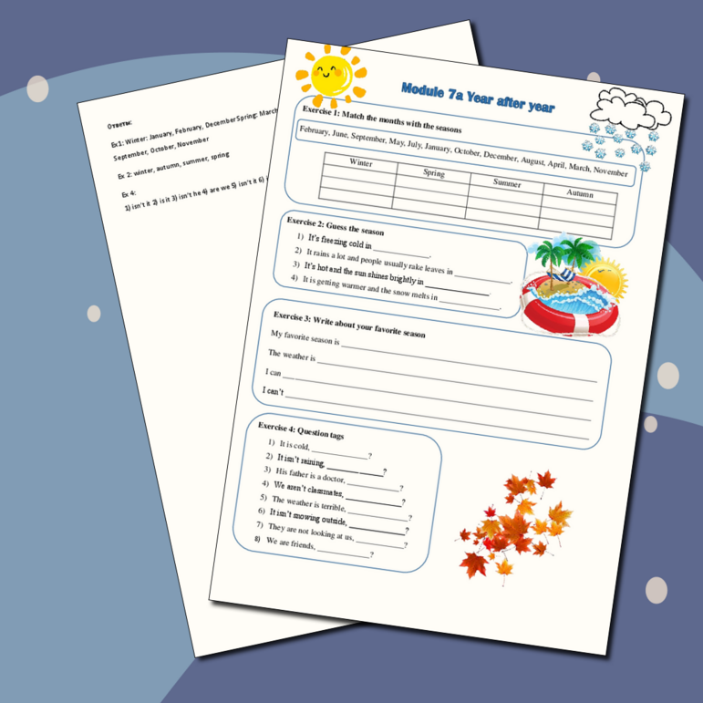 Рабочий лист Module 7a Year after year, УМК Spotlight 5