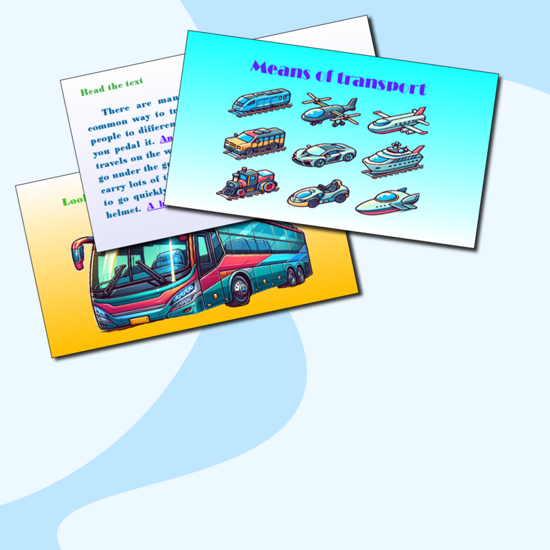 Карточки c заданиями для повторения лексики «Means of transport»