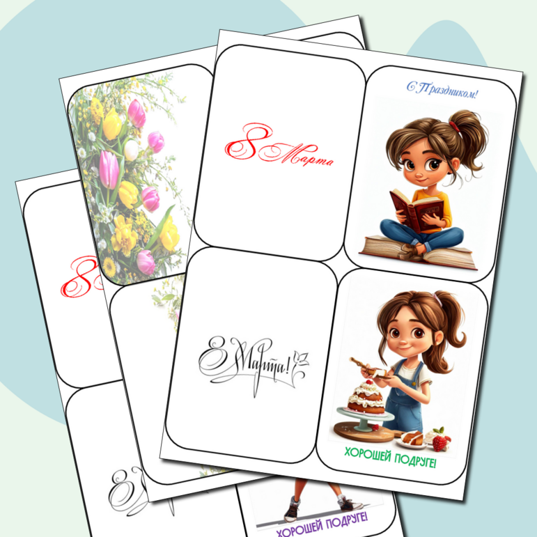 Мини открытки к 8 марта