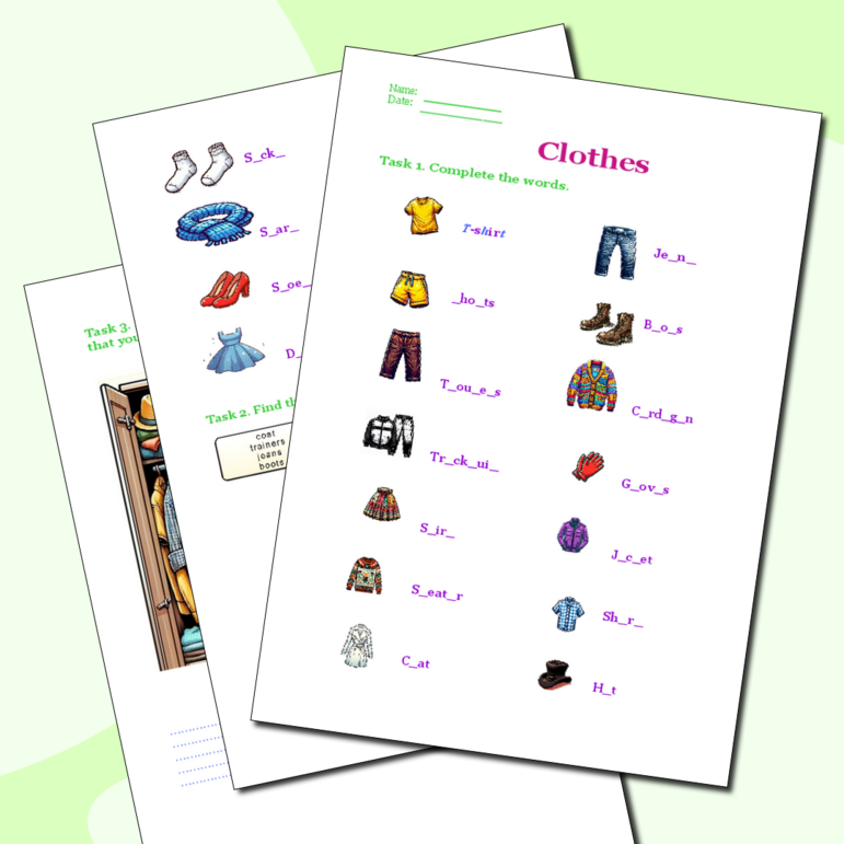 Рабочие листы «Clothes»