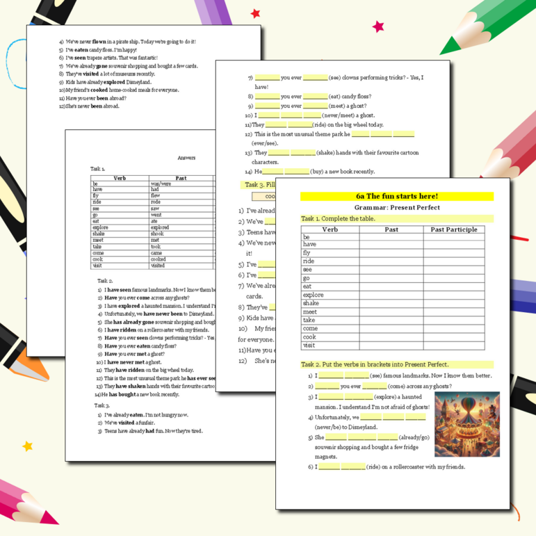 Рабочий лист по английскому языку для отработки грамматики (Present Perfect) в УМК Spotlight ...