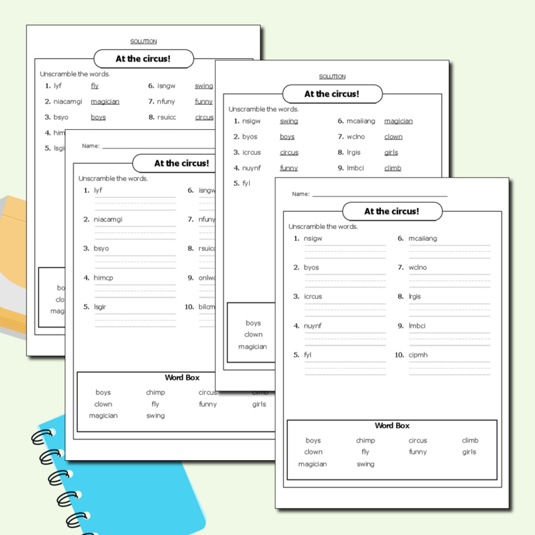Рабочий лист по Английскому языку "Расшифруй слова, тема: «At the ...