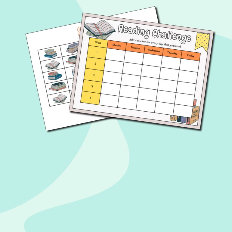 Трекер чтения со стикерами на английском языке. Reading Challenge ...