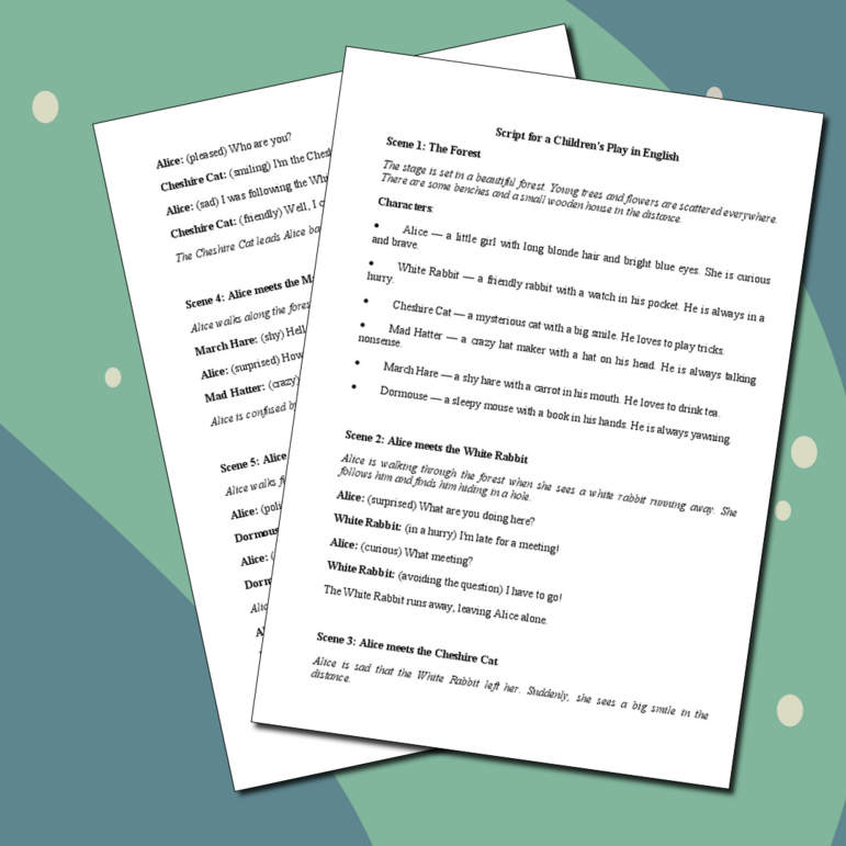 Script for a Childrens Play in English