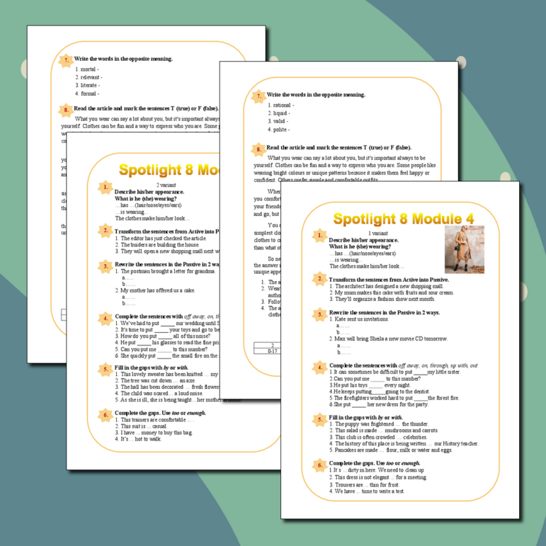 Карточка Spotlight 8 Module 4