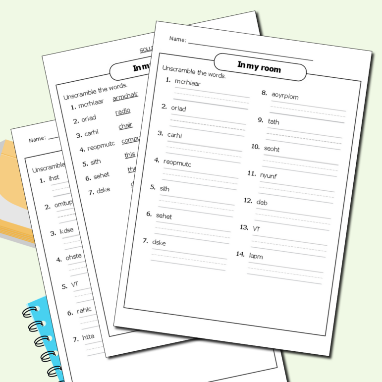 Рабочий лист по Английскому языку "Расшифруй слова, тема: «In my room» Module 4 Unit 8a УМК ...
