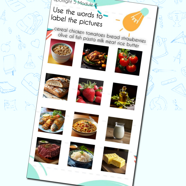 Рабочий лист по теме 'Food' Spotlight 5 module 8 (vocabulary)