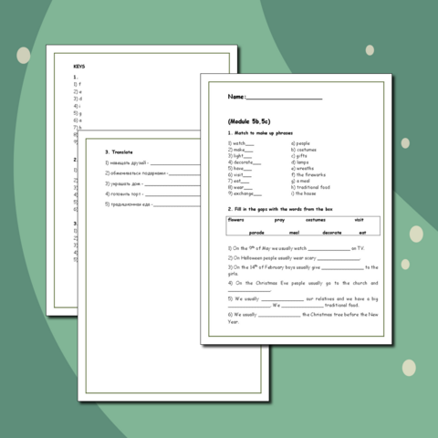 Задания для проверки лексики Spotlight 8 Module 1a