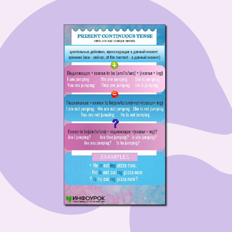 Памятка по английскому языку Present Continuous Tense