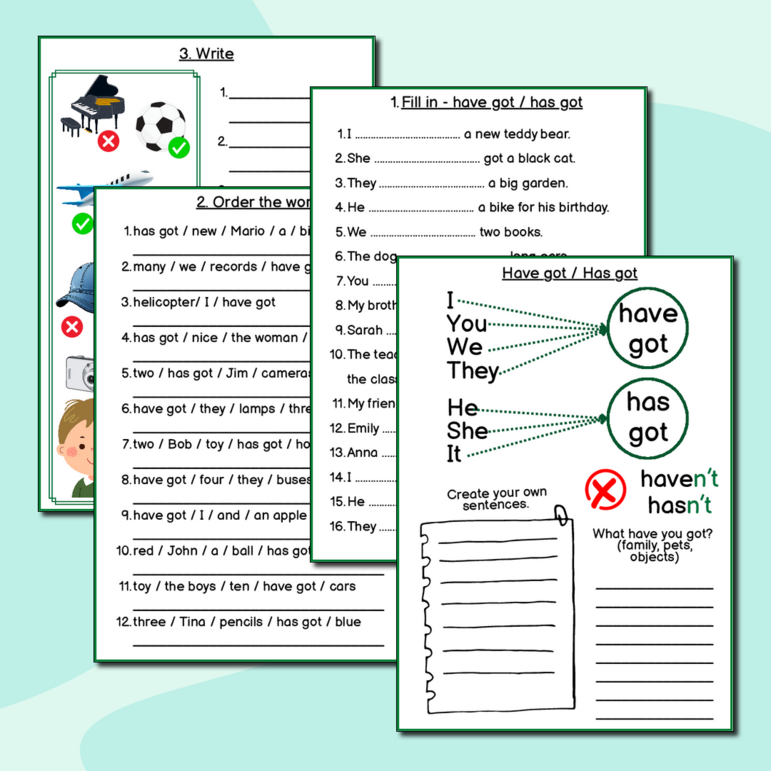 "Грамматические карточки. Have got / has got."