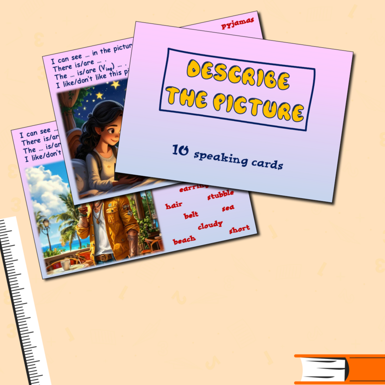 Speaking cards "Describe the picture". Карточки с опорными словами.