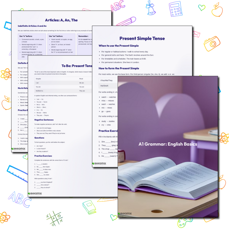 Английская грамматика для начинающих: A1 Grammar Basics. Рабочий лист