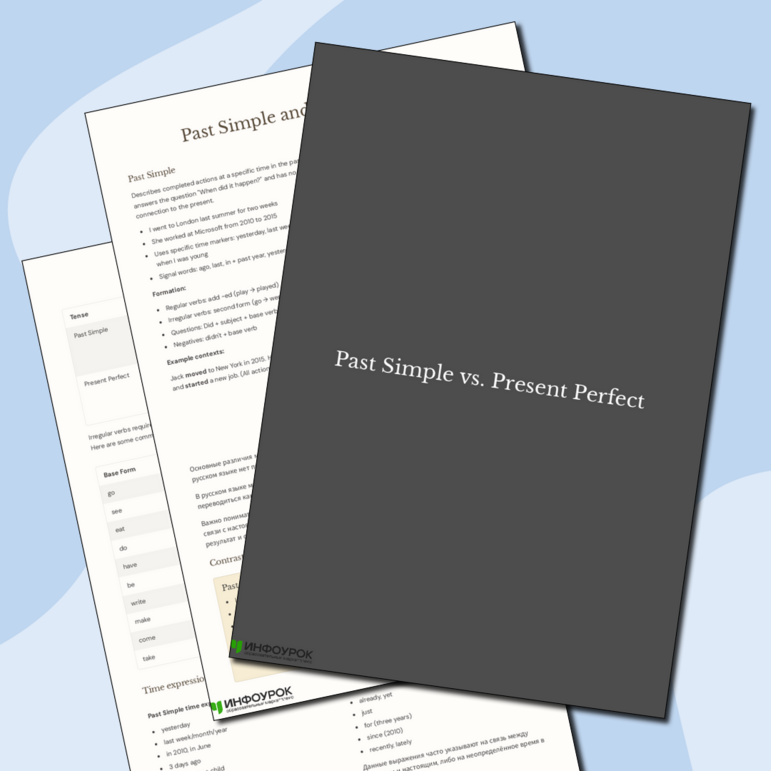 Past Simple vs. Present Perfect: Правила и практика