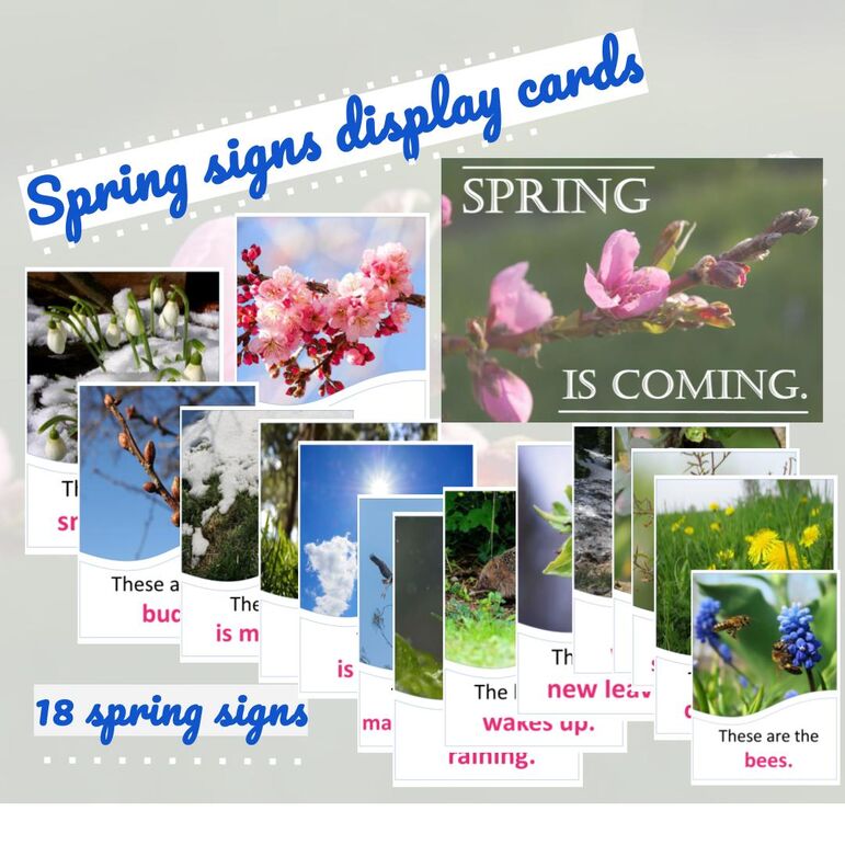 "Spring" display cards of spring signs in English | "Весна" оформление ...