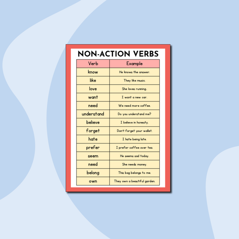 Памятка "non-action verbs"